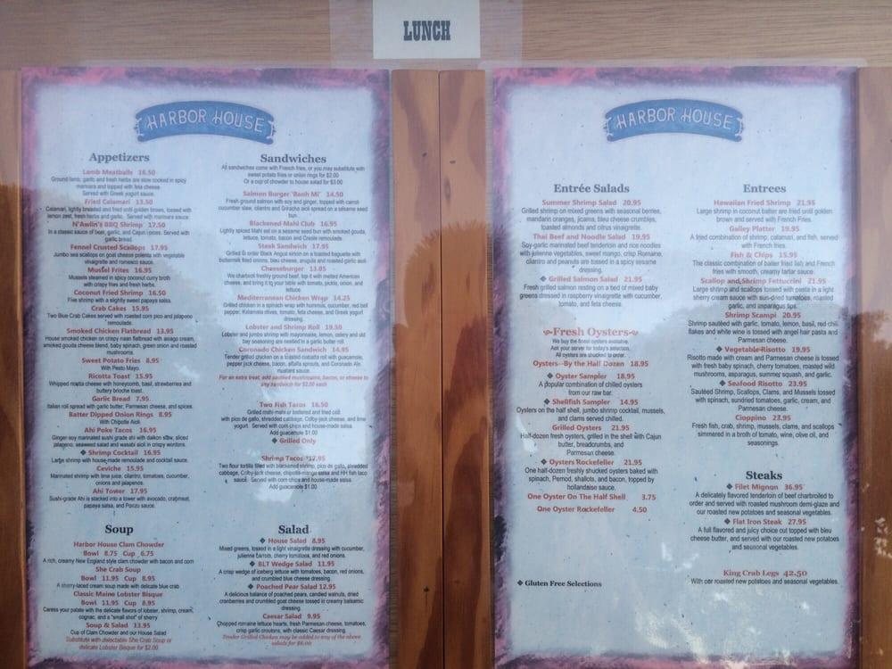Menu at Harbor House Restaurant, San Diego