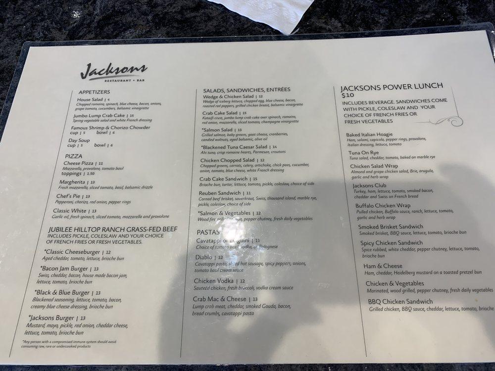 Menu at Jacksons Restaurant + Bar, Monaca