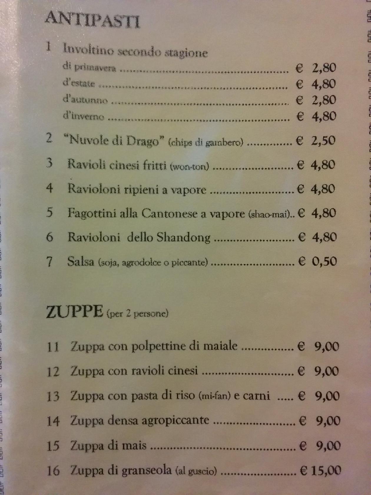 Menu at Ristorante Cinese Fu Lu Shou, Limena