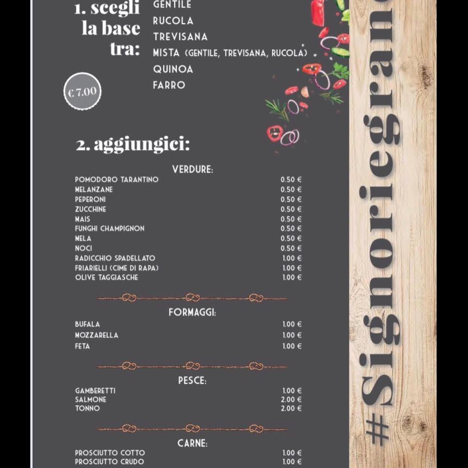 Menu da Signori e Grano ristorante, Grumello del Monte