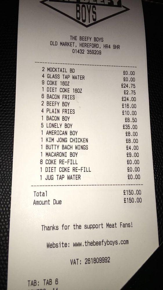 Menu at The Beefy Boys pub & bar, Hereford