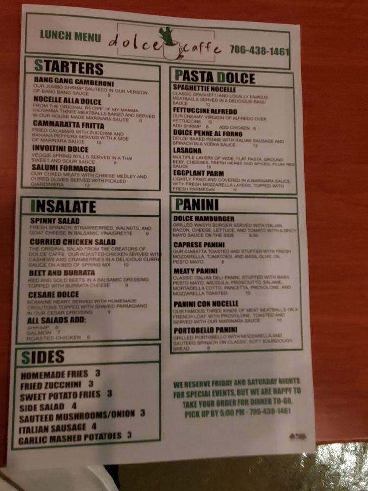 Menu at Dolce Caffe restaurant, Madison