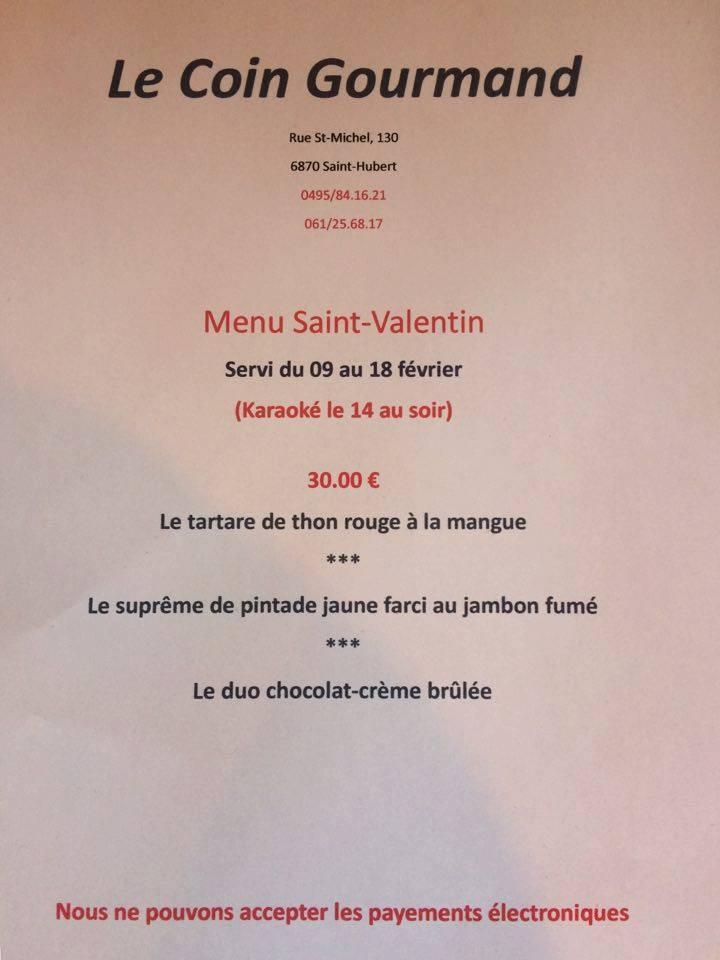 Menu au Le Coin Gourmand, Saint-Hubert