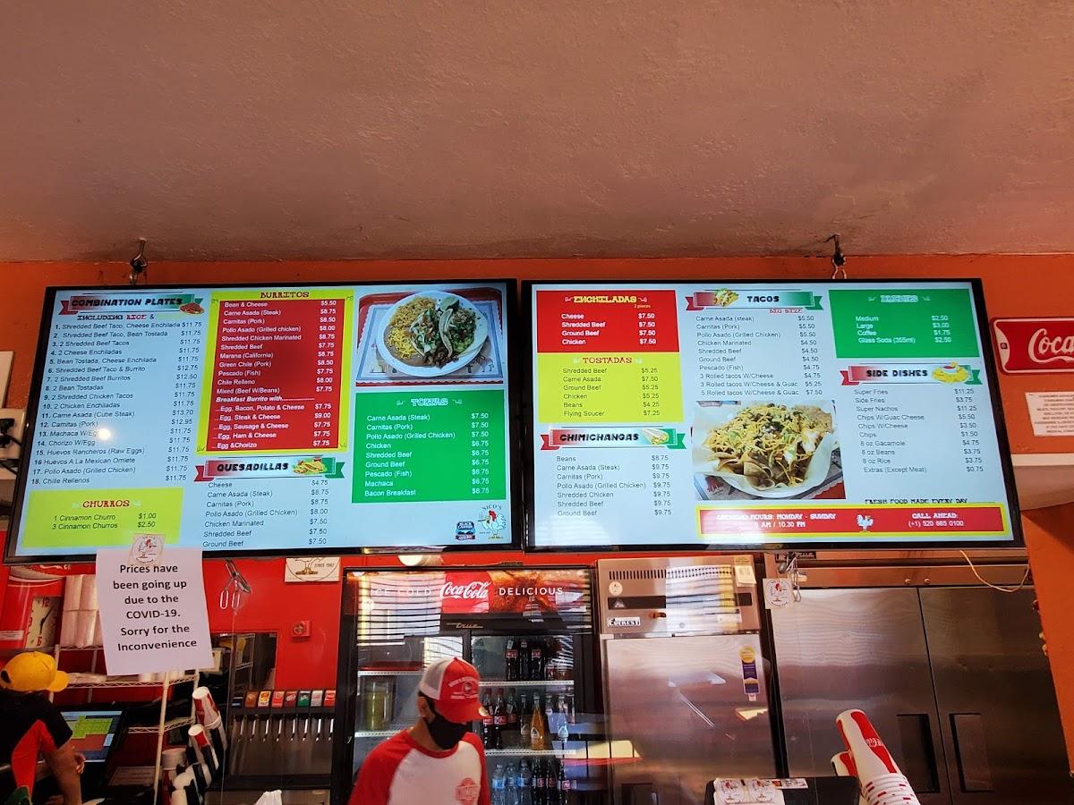 Menu at Nico's Mexican Food restaurant, Marana