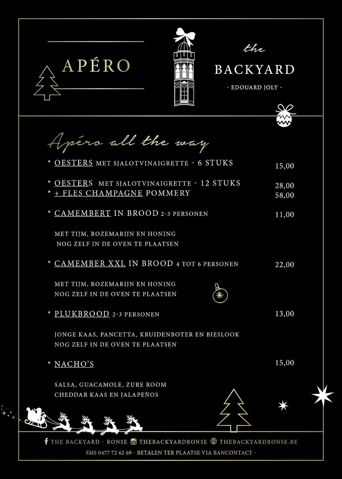 Menu au The Backyard - Ronse, Renaix