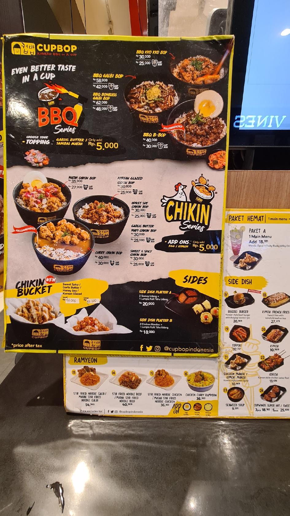 Carta del restaurante CUPBOP LIPPO MAL KEMANG, South Jakarta