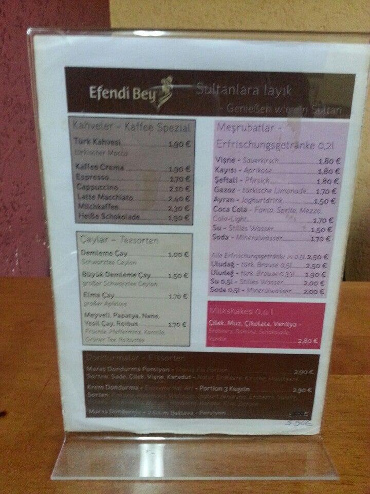 Speisekarte von Efendi Bey Pâtisserie & Café cafe, Hannover