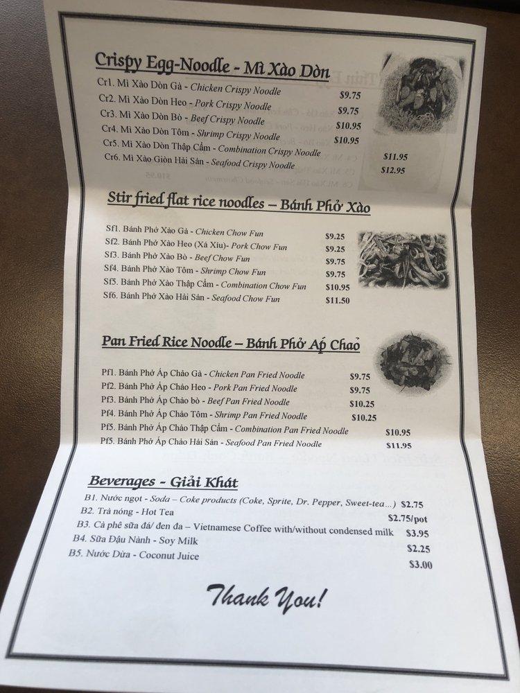 Menu at Pho Ong 8 restaurant, Wichita, E Harry St