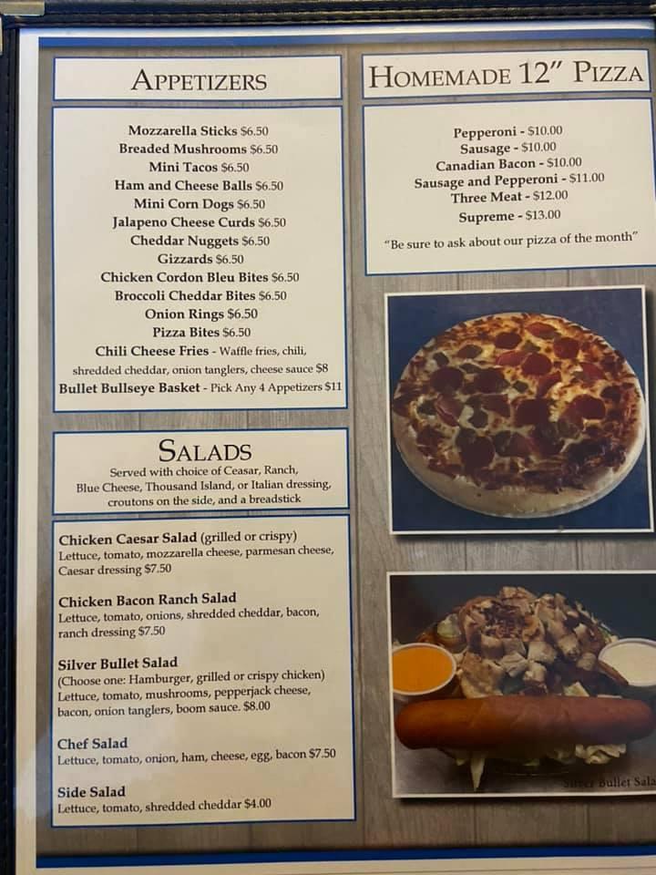 Menu at Silver Bullet Bar & Grill, Pierz