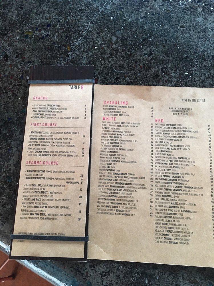 Menu at Table 9 pub & bar, Morgantown