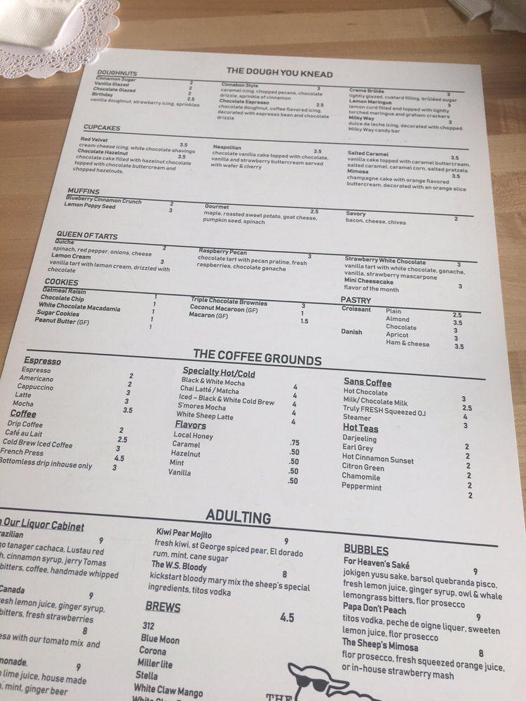 Menu at The White Sheep restaurant, Orland Park