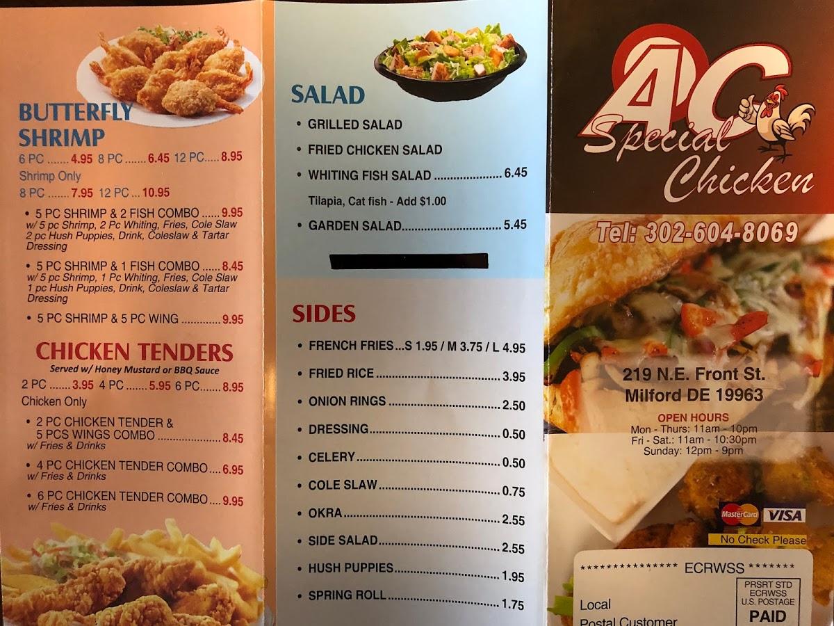 Menu at AC Special Chicken fast food, Milford