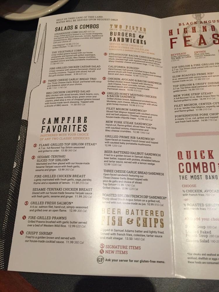 Menu at Black Angus Steakhouse, Chandler, W Chandler Blvd