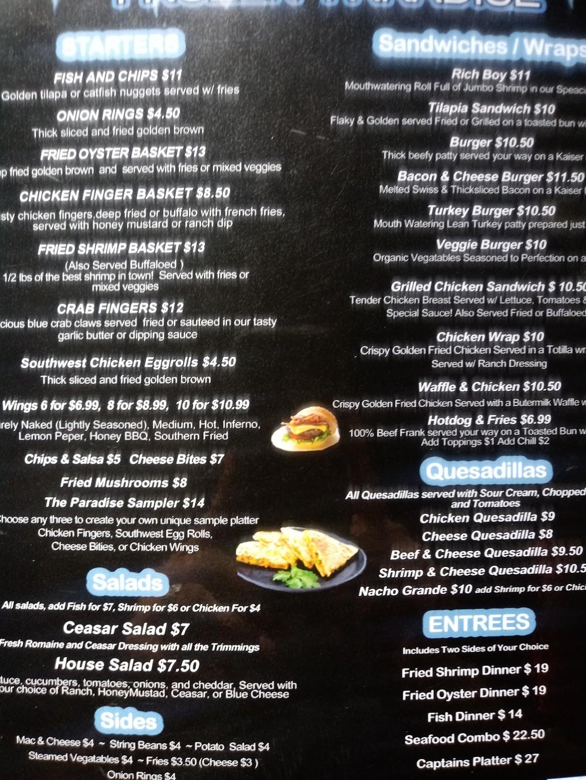 Menu at Frozen Paradise Bar and Grill LLC, Hinesville