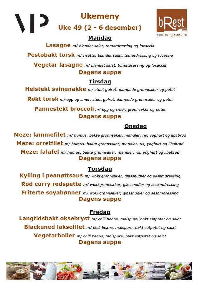Carta del restaurante Kantine Vækerø Park, Oslo