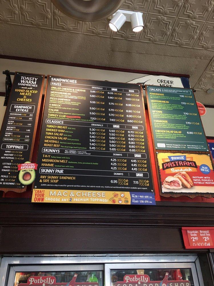 Menu at Potbelly Sandwich Shop fast food, Rolling Meadows, Golf Rd