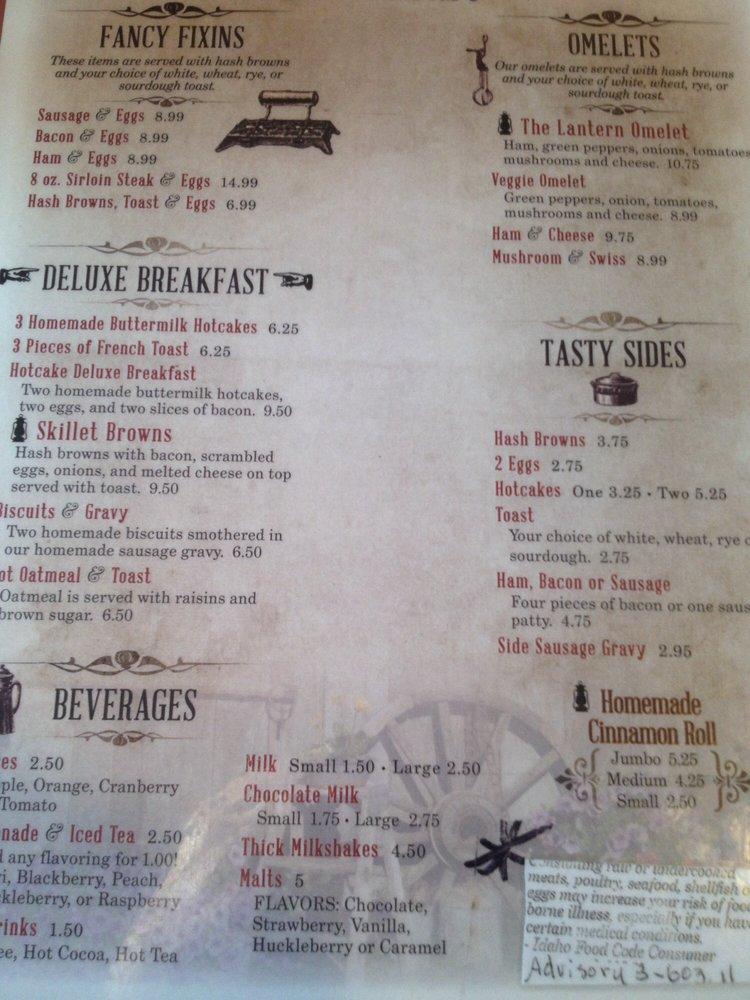 Menu at Rusty Lantern Diner restaurant, Ucon