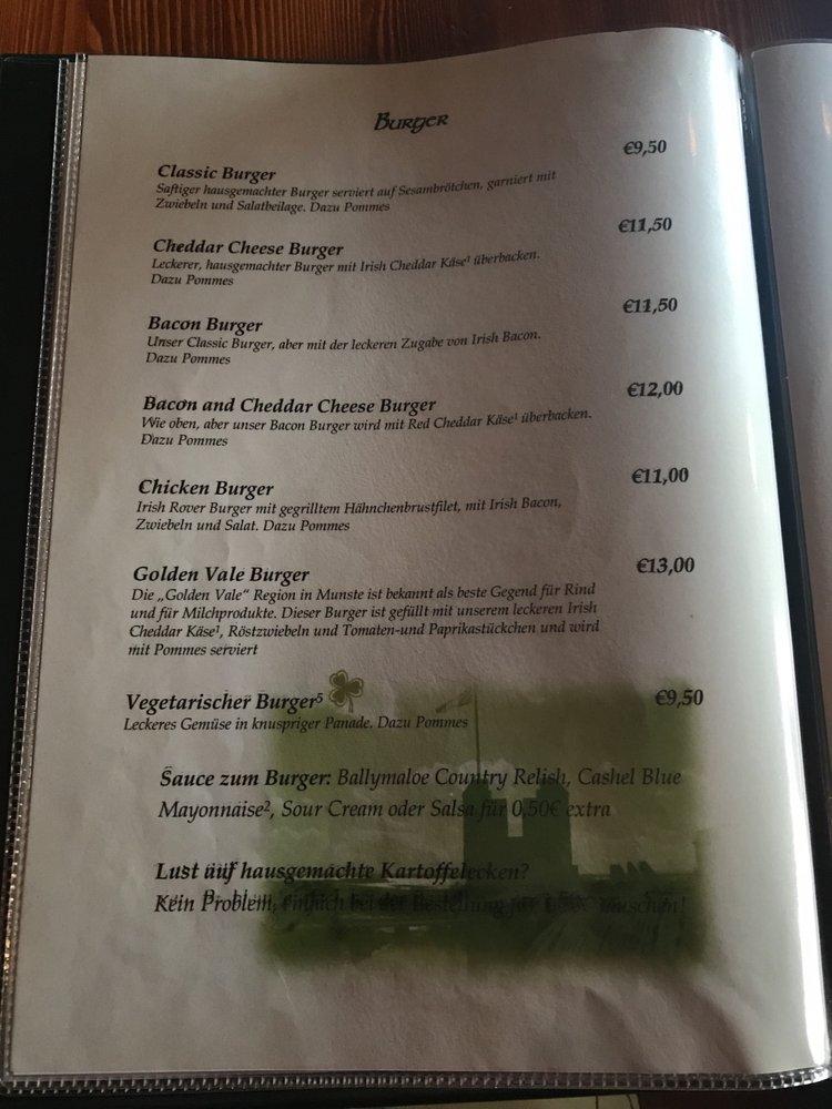 Speisekarte von The Irish Rover pub & Bar, Hamburg