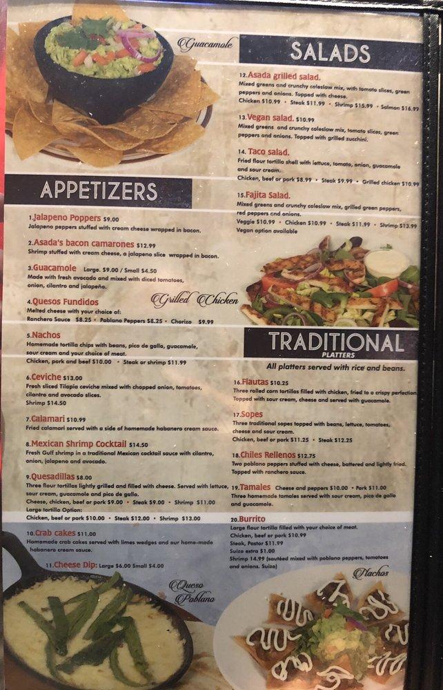 Menu at Asada Grill & Cantina restaurant, Highland, W 45th St