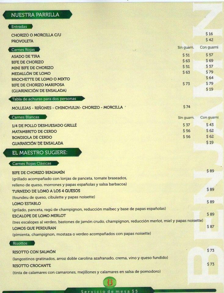 Menu at Benjamín Pizza - Restaurante, Merlo, Av. del Libertador 264