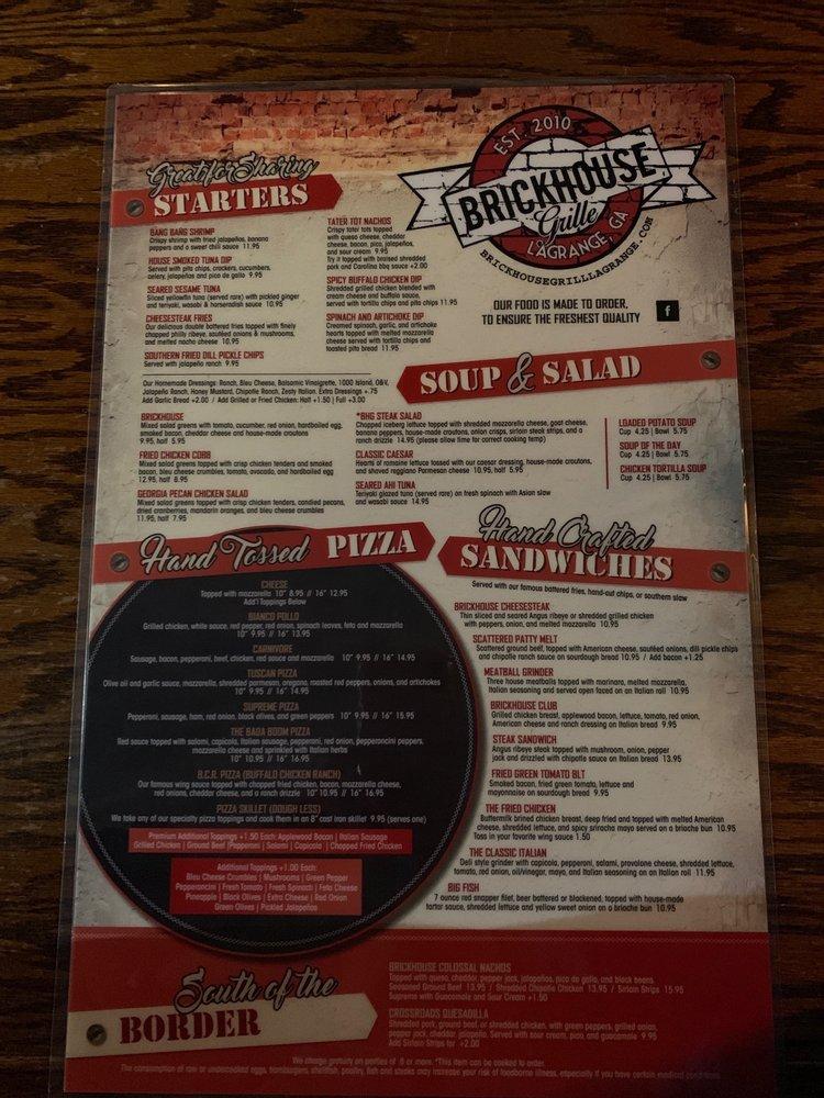 Menu at Brickhouse Grille pub & bar, LaGrange