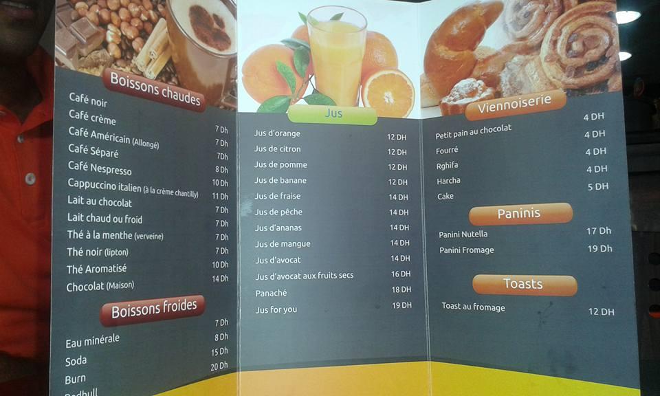 Menu at Café For You cafe, Kenitra