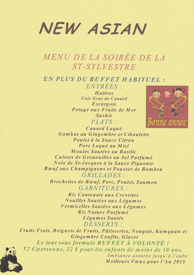 Menu au New Asian restaurant, Ville-la-Grand
