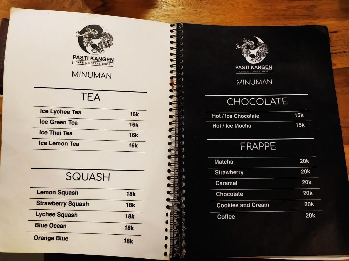Menu at Pasti Kangen Cafe, Coffee Shop & Vape Store, Betro