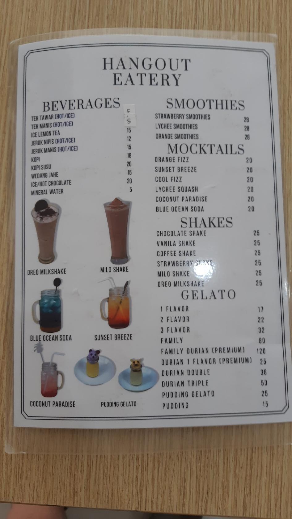 Menu at Hangout Eatery restaurant, Surabaya