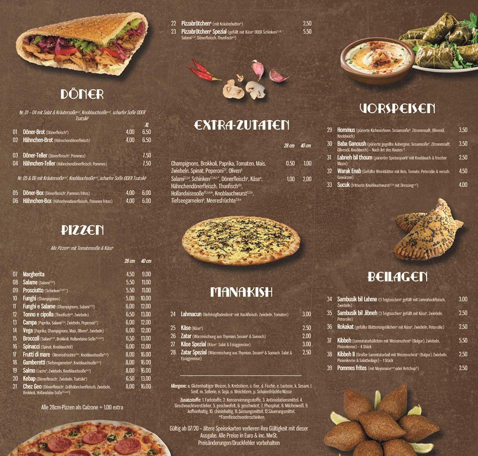 Menu at Machawi Beirut restaurant, Wilhelmshaven