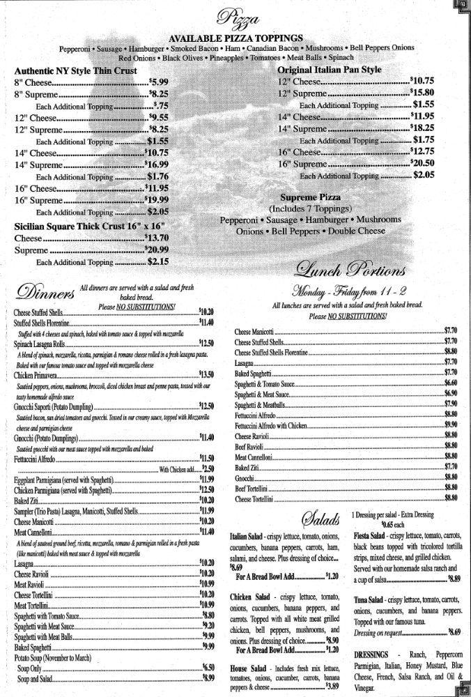 Menu at Romano's Restaurant, Norton