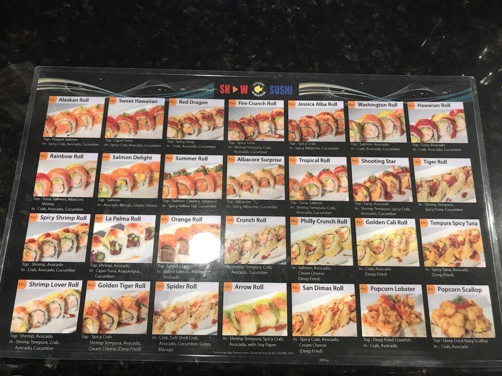 Menu at Show Sushi restaurant, San Dimas