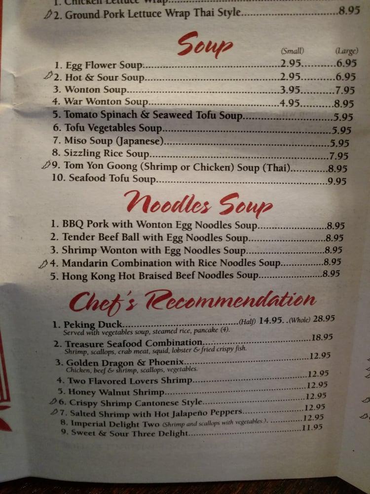 Menu at Wei Asian Café restaurant, Tucson