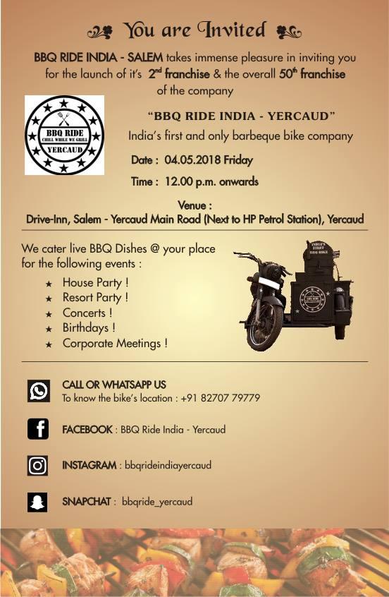 Menu at Bbq Ride India - Yercaud, Yercaud