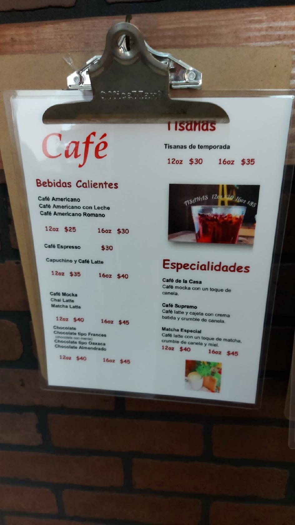 Carta de Café canela, Monterrey