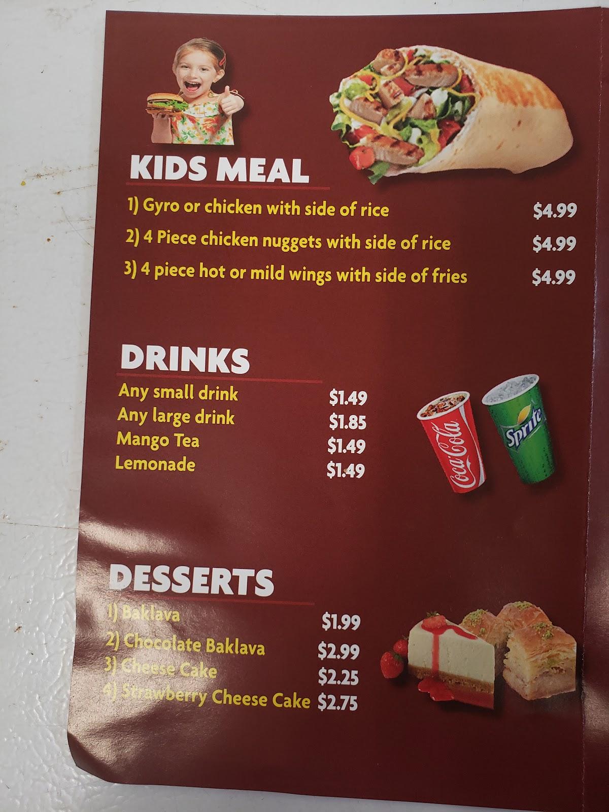 Menu at Gyro STAR restaurant, Nashville