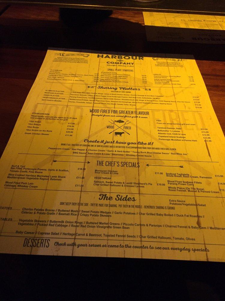 Menu at Harbour and Company Wood Fired Kitchen pub & bar, Donaghadee