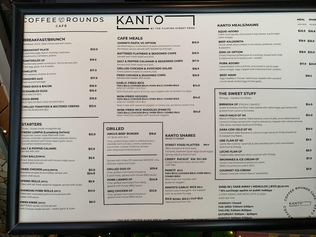 Menu at KANTO by The Filipino Street Food restaurant, Redcliffe