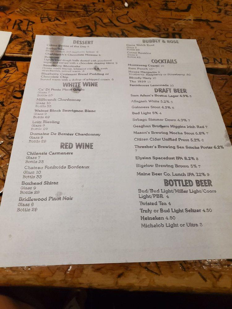 Menu at The Montsweag Restaurant, Woolwich, 942 US-1