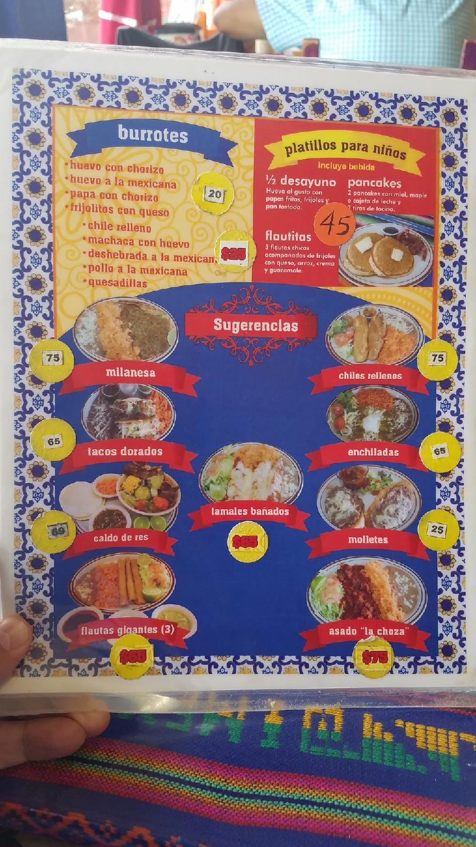 Carta de Restaurant La Choza, Ciudad Juarez, Blvd. Manuel Gómez Morín ...