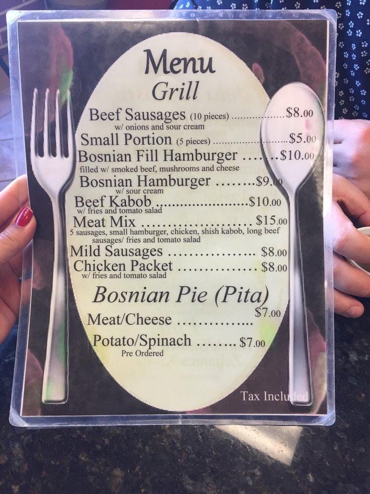 Menu at Coffee Slasticarna Drina cafe, Chicago