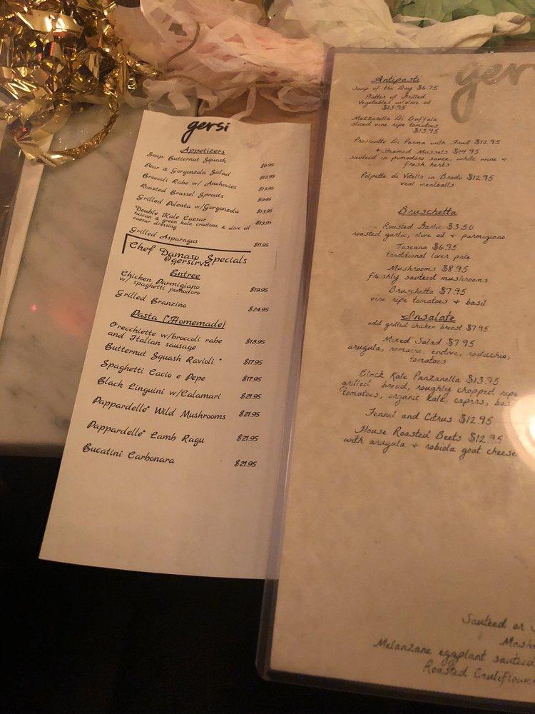 Menu at Gersi RVA desserts, Richmond