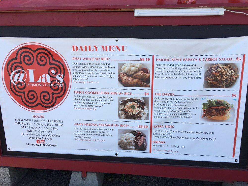 Carta del restaurante La's, A Hmong Food Cart, Aloha