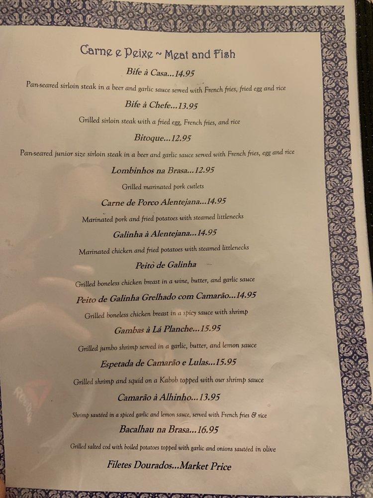 Menu at O Dinis restaurant, East Providence