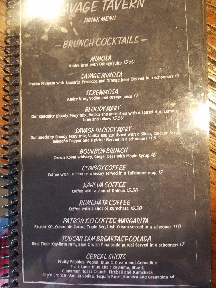 Menu at Savage Tavern pub & bar, Lubbock
