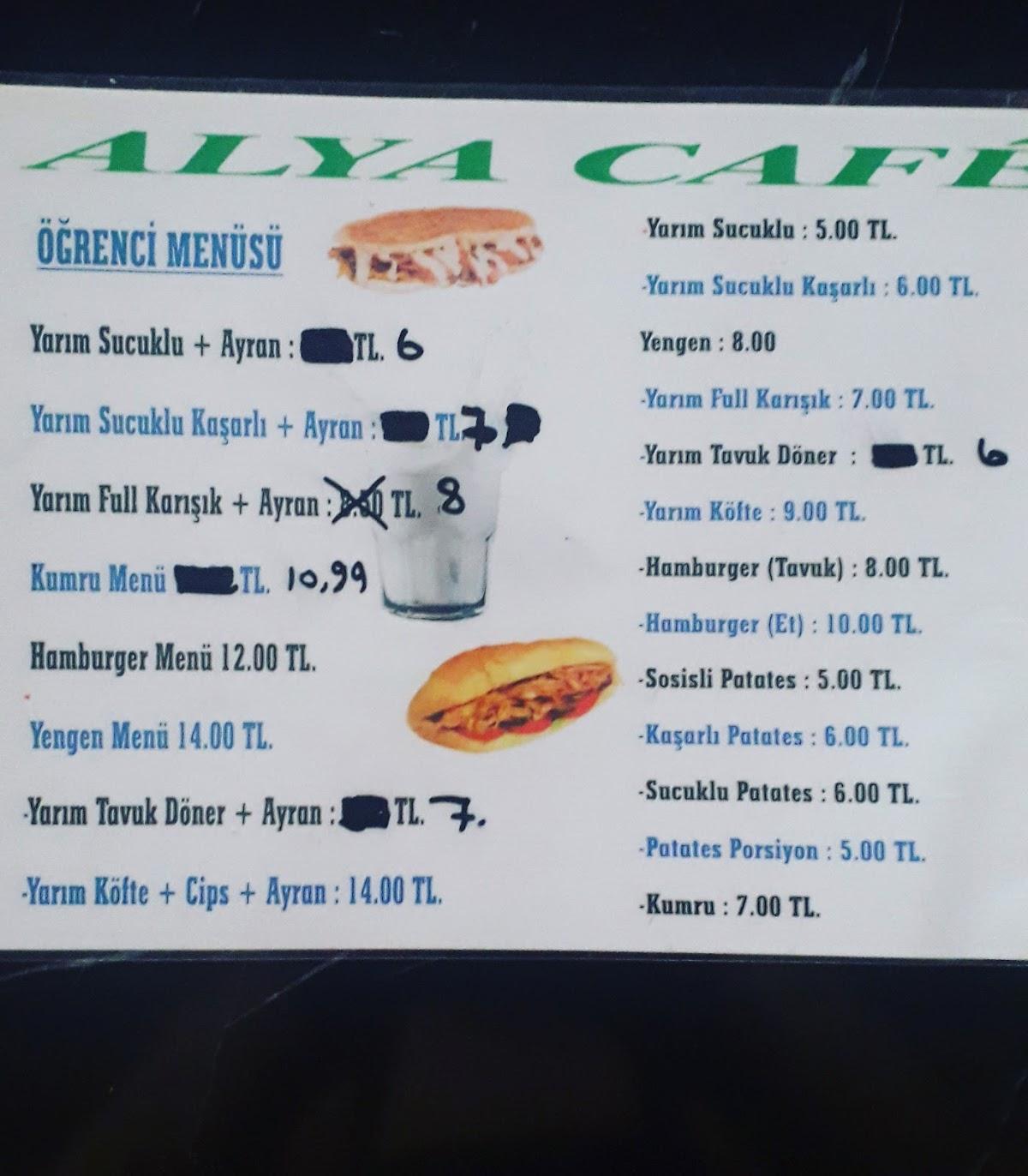 Menu at ALYA CAFE&FASTFOOD, Acıpayam