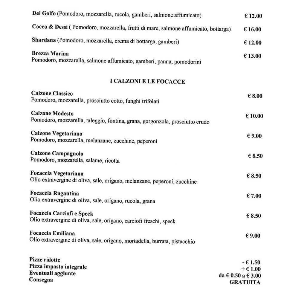 Menu at Cocco & Dessì Restaurant, Oristano