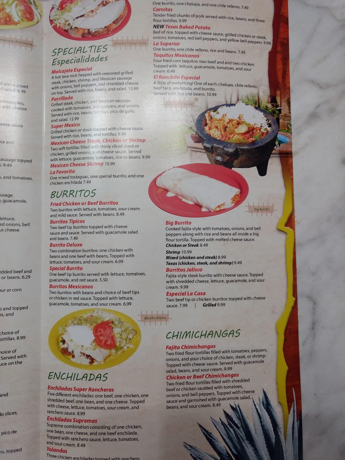 Menu at El Ranchito Family Mexican Restaurant, Kingsport, W Stone Dr