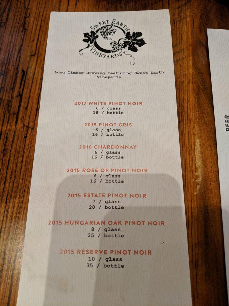 Menu at Long Timber Brewing pub & bar, Monroe