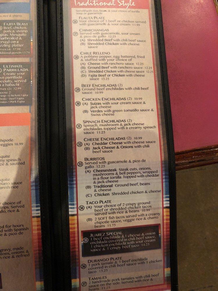 Menu at Mercado Juarez Cafe, Fort Worth, E Northside Dr
